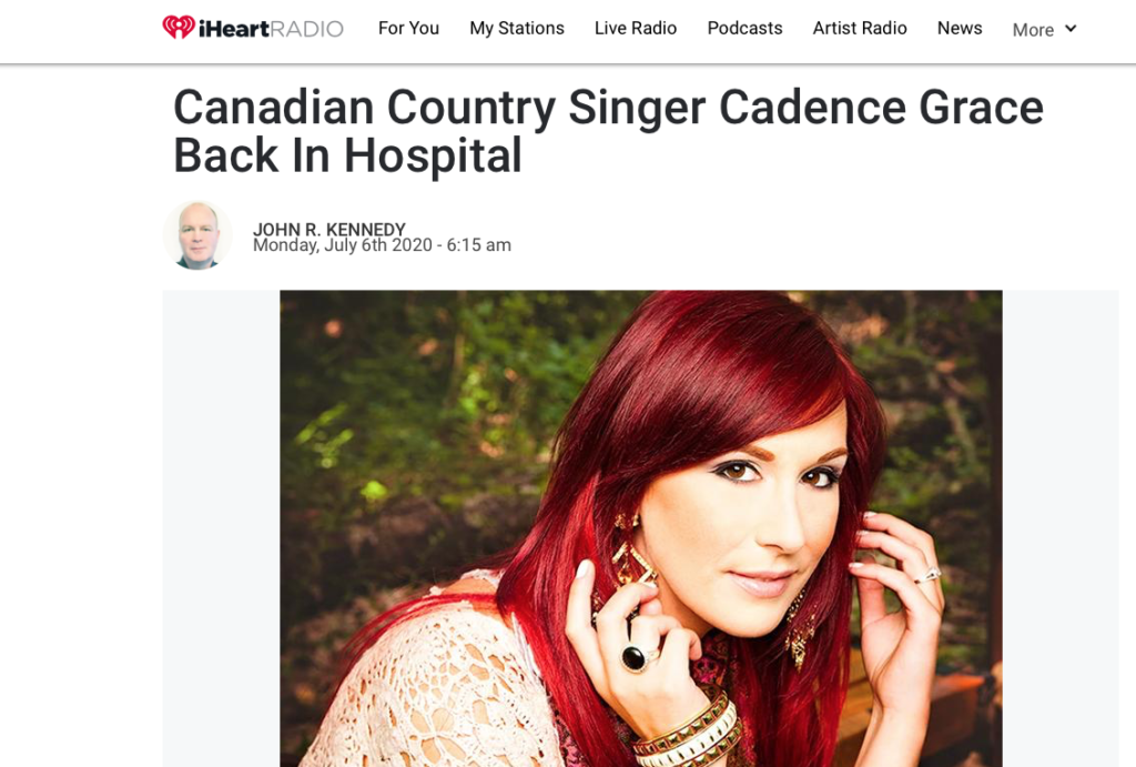 Canadian Country Singer Cadence Grace Back In Hospital – LOVE & LEUKEMIA